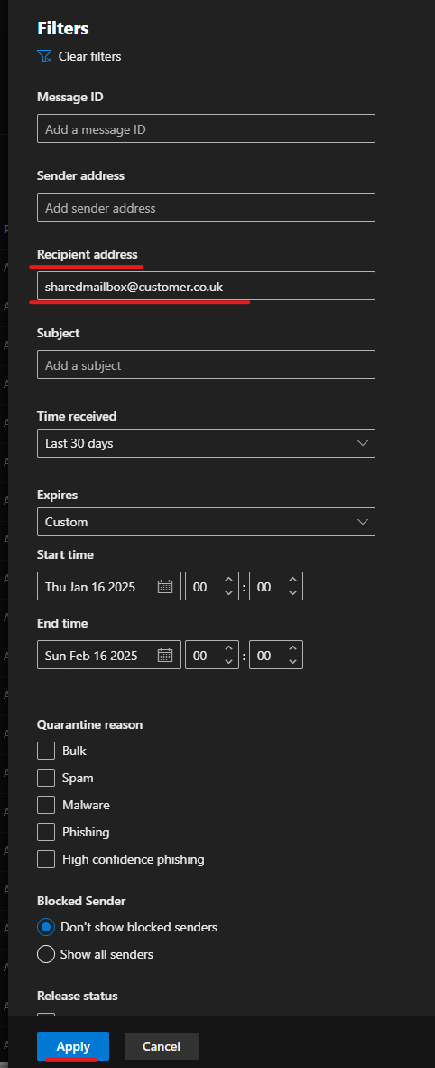 Checking email Quarantine for Shared Mailboxes - Cilix Limited